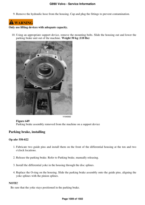 Volvo G990 Motor Grader Repair Manual