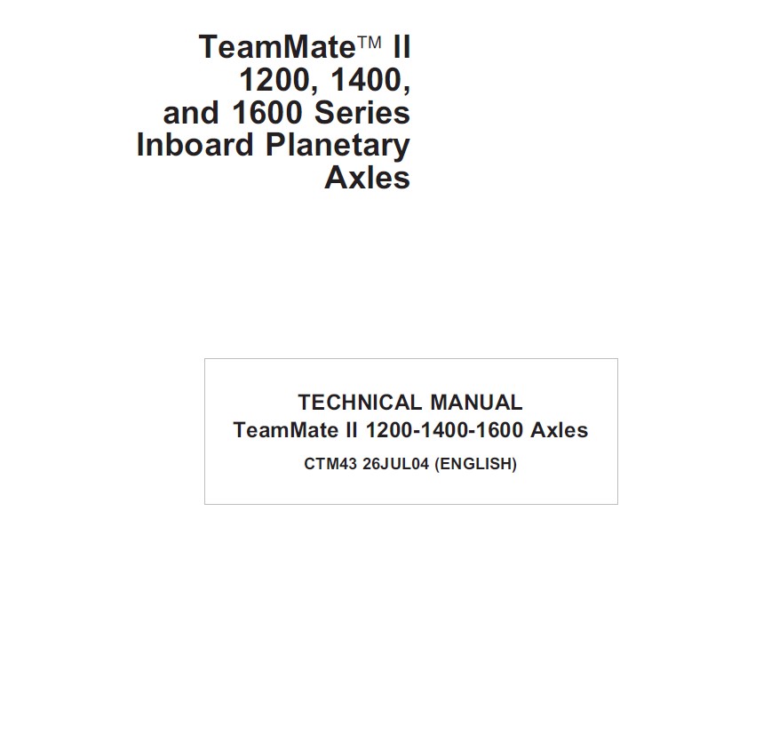 John Deere TeamMate II 1400 Series Inboard Planetary Axles Component ...